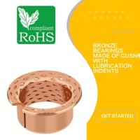 China Bronze Flanged Sleeve Bushing & Bearings Made Of CuSn8 With Lubrication Indents for sale