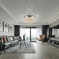 China 3 Retractable  ABS Blades 3 Light Color Changing Ceiling Fan For Bedroom Restaurant for sale