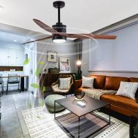 China Wooden Blades European Ceiling Fans With Lights DC Motor Decorative for sale