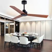 China 3 Wooden Blades 52 Inch Fan Brown Wood Ceiling Fan No Light for sale