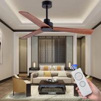 China 3 Wooden Blades 52 Inch Fan Brown Wood Ceiling Fan No Light for sale