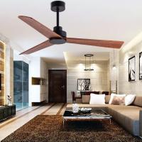 China 3 Wooden Blades 52 Inch Fan Brown Wood Ceiling Fan No Light for sale