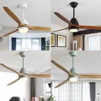 China 52 Inch LED 3 Blade Wood Ceiling Fan DC Motor Light Wood Ceiling Fan for sale