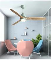 China 52 Inch LED 3 Blade Wood Ceiling Fan DC Motor Light Wood Ceiling Fan for sale