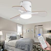 China White 24 Inch Kitchen Ceiling Fans With Light Plywood Acrylic for sale