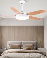China 5 ABS Blade Fandelier 52 Inch Ceiling Fan With Light White And Brown for sale