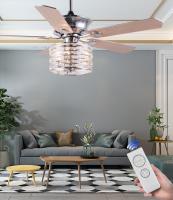 China 5 Plywood Blades 52 Inch Fandelier Modern LED Ceiling Fan DC Motor for sale