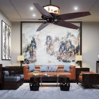 China Five Blades American Ceiling Fans 52 Inch Fandelier For Bedrooms for sale