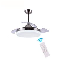 China 3 Color Adjustable Chandelier Ceiling Fan Lamp 36 Inch Remote Control Invisible Ceiling Fan With Light for sale