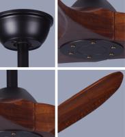 China Brown ECO Solid Wood Ceiling Fan 52in 3 Blade Wood Fan for sale
