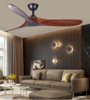 China Brown ECO Solid Wood Ceiling Fan 52in 3 Blade Wood Fan for sale