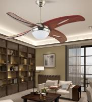 China Remote Control Solid Wood Ceiling Fan 4 Blades For Living Room for sale