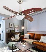 China Remote Control Solid Wood Ceiling Fan 4 Blades For Living Room for sale