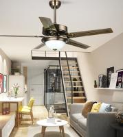 China Europe Style Modern Ceiling Fan With Led Light Villa AC DC 5 Iron Blades for sale