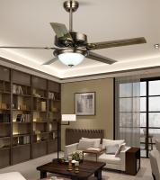 China Europe Style Modern Ceiling Fan With Led Light Villa AC DC 5 Iron Blades for sale