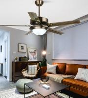 China Europe Style Modern Ceiling Fan With Led Light Villa AC DC 5 Iron Blades for sale