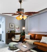 China 5 Blades 52In Solid Wood Ceiling Fan With Real Wood Blades for sale