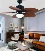 China ABS Blades Modern Ceiling Fans With Light 52 Inch Black And Brown for sale