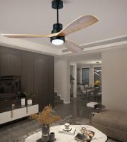 China Bedroom Solid Wood Ceiling Fan With Light 52in Modern Wood Ceiling Fan for sale