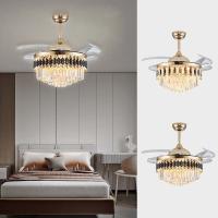 China 52 DC Folding Ceiling Fan With Light Chandelier With Hidden Fan for sale