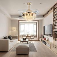 China 52 DC Folding Ceiling Fan With Light Chandelier With Hidden Fan for sale