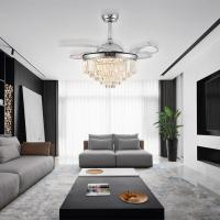 China Silver Indoor Folding Ceiling Fan With Light For Bedroom for sale
