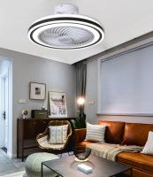 China Low Profile Flush Mount Bladeless Ceiling Fan With Light Remote Control for sale