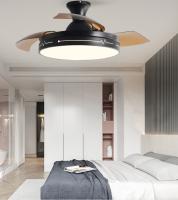 China Decorative Folding Ceiling Fan With Light Remote Control Black Brown for sale