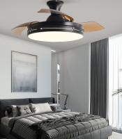China Decorative Folding Ceiling Fan With Light Remote Control Black Brown for sale