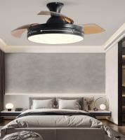 China Decorative Folding Ceiling Fan With Light Remote Control Black Brown for sale