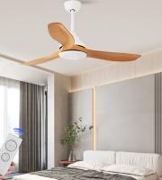 China 52in Living Room Fans Modern LED Ceiling Fan ABS Blades Brown for sale