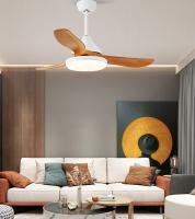 China White Brown 3 Blades 52 Inch Ceiling Fan With Light And Remote for sale
