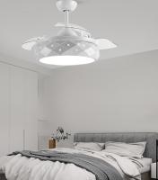 China Retractable ECO Foldable Blade Fan White 42in Ceiling Fan With Light for sale