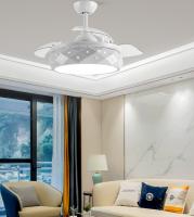 China Retractable ECO Foldable Blade Fan White 42in Ceiling Fan With Light for sale