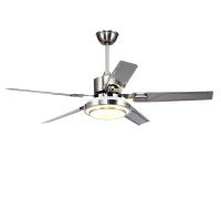 China Silver 52in DC Motor Ceiling Fans With Lights / 5 ABS Blades for sale