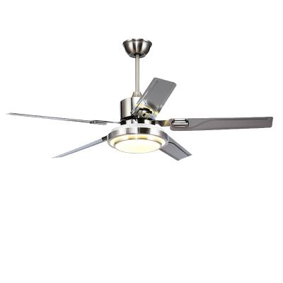 China Silver 52in DC Motor Ceiling Fans With Lights / 5 ABS Blades for sale