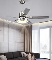 China Silver 52in DC Motor Ceiling Fans With Lights / 5 ABS Blades for sale