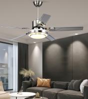 China Silver 52in DC Motor Ceiling Fans With Lights / 5 ABS Blades for sale