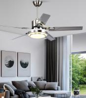 China Silver 52in DC Motor Ceiling Fans With Lights / 5 ABS Blades for sale