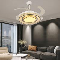 China Smart Control Foldable Blade Fan Ceiling Fans With Lights And Retractable Blades for sale