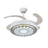 China White ECO Smart Folding Ceiling Fan With Light Reversible Flush Mount for sale