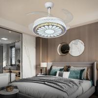 China White ECO Smart Folding Ceiling Fan With Light Reversible Flush Mount for sale