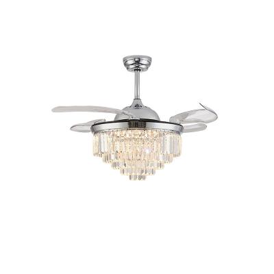 China Crystal Folding Blades Ceiling Fan With Light And Remote Control for sale