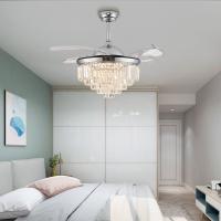 China Crystal Folding Blades Ceiling Fan With Light And Remote Control for sale