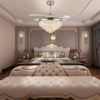 China Crystal Folding Blades Ceiling Fan With Light And Remote Control for sale