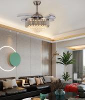 China ECO Retractable Blade Ceiling Fan Light Gold Fan With Folding Blades for sale