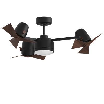 China Black Three Heads Folding Ceiling Fan With Light And Retractable Blades for sale