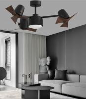 China Black Three Heads Folding Ceiling Fan With Light And Retractable Blades for sale