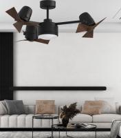 China Black Three Heads Folding Ceiling Fan With Light And Retractable Blades for sale