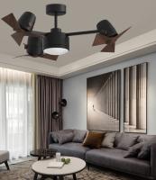China Black Three Heads Folding Ceiling Fan With Light And Retractable Blades for sale